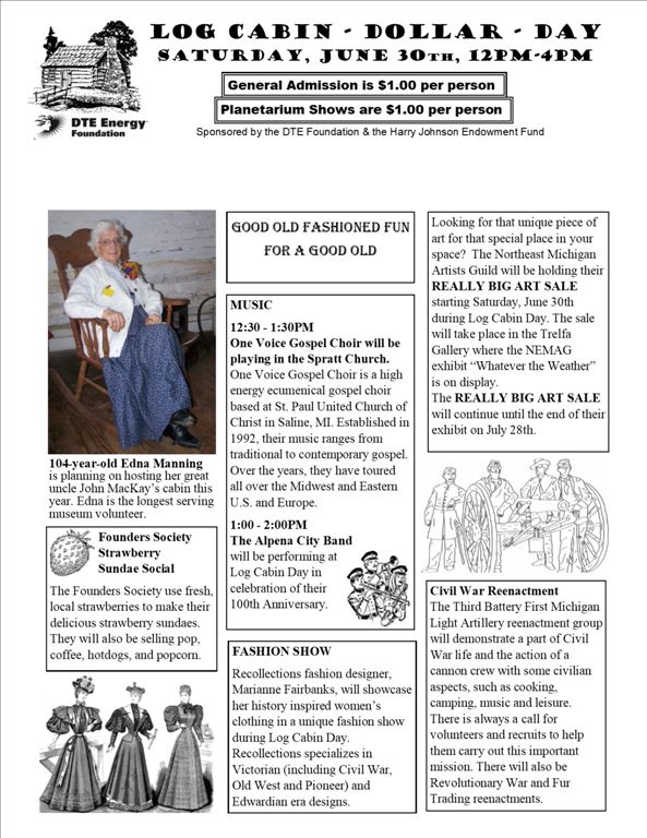 Log Cabin Day - Sunrise Coast Pure Michigan Byway